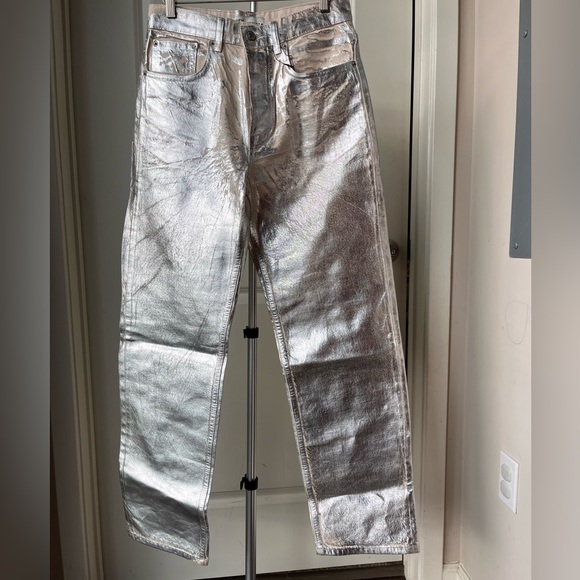 Zara | Jeans | Nwt Zara Silver Metallic Jeans | Poshmark